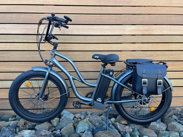 eBike Black Leather Double Buckle Saddle Bags for ebike by eBike Super ...