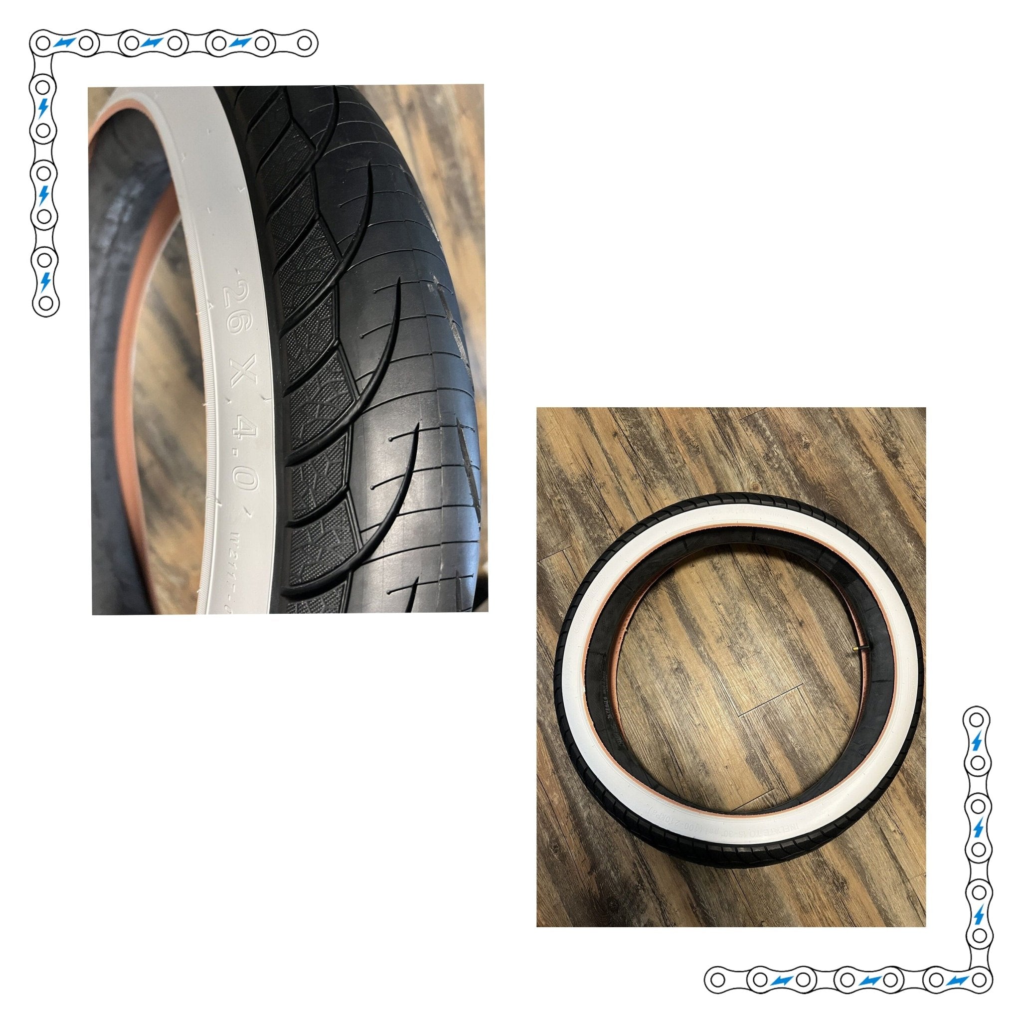 eBike Tires 26" x 4" White Wall Black Street for Fat Tire Electric Bike ...